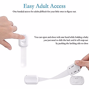 Baby Safety Locks | Child Proof Cabinet, Drawer, Appliances, Toilet Seat, Fridge and Oven & More | No Tools or Driling Required | Use 3M adhesive with Adjustable Strap and Latch System - 6 Pack, White