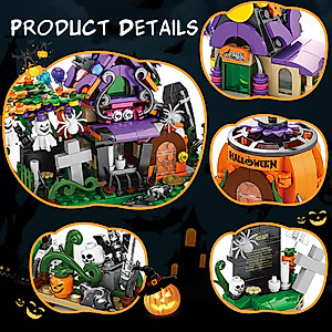 Halloween Building Set for Kids -Halloween Toys Ghost Pumpkin Building Kit for Kids Party Favors for Goodie Bags Stuffers for Boys & Girls 6 up
