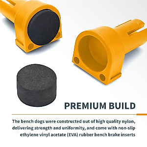 Pony Jorgensen 27091 9-Inch By 7-Inch Medium Duty Woodworker's Vise & POWERTEC 71188 Deluxe Bench Dog | 4 Pack | Non Marring Durable Nylon| with Grommet Bench Brake Inserts