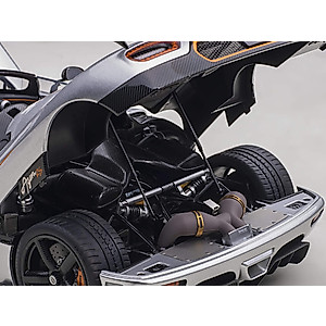 Auto Art Models Koenigsegg Agera RS Moon Silver with Carbon and Orange Accents 1/18 Model Car by Autoart 79024