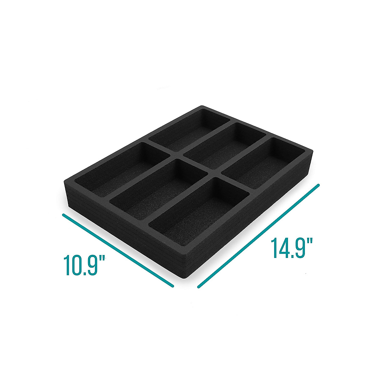 Polar Whale 2 Tea Bag Storage Deluxe Organizers Tray Drawer Bin Insert for Kitchen Home Office Condiments Packets Waterproof Washable Black Foam 6 Compartment 10.9 X 14.9 Inches