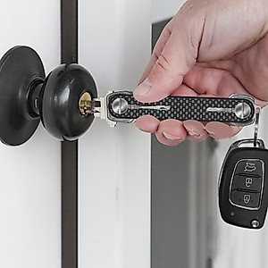 UEDGER Key Organizer Compact Keychain Holder, Minimalist EDC Key Chain with Pocket Clip, Slim Carbon Fiber Smart Key Case, Gift for Father Men Women, Holds 10 Keys and Car Key Fob