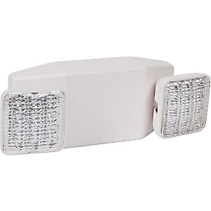 Morris Products Square Head Micro LED Emergency Light – White, High Output - 76 Lumens - Energy Saving Emergency Lighting Unit – Compact Design – Thermoplastic Housing, Mounting Plate, (73424)