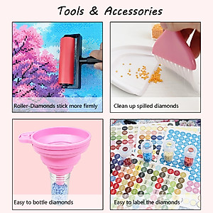 Muzagroo Art Diamond Painting Storage Case, 60 Slots Bead Portable Shockproof Organizer and Accessory Box with 5D Diamond Art Accessories and Tools Kits