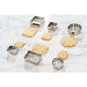 Bakerpan Stainless Steel Rectangle Cookie Cutter Set, Biscuit Cutters for Baking (2 Inch & 3 Inch)