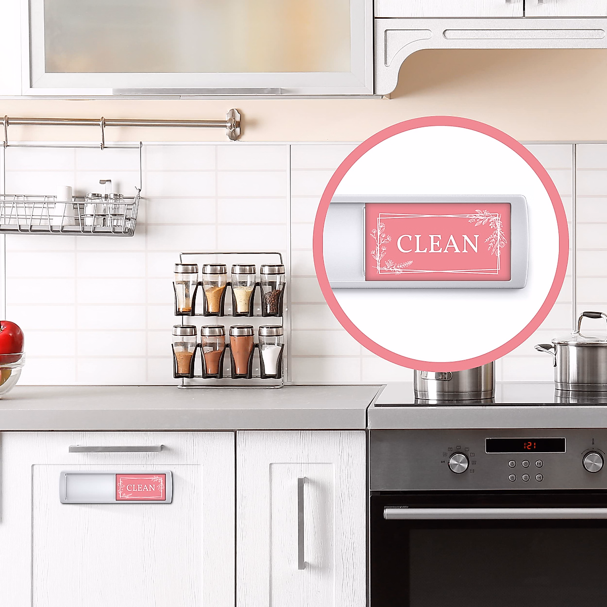 Stylish Dishwasher Magnet Clean Dirty Sign - 2 by 7 Inch - Ideal Clean Dirty Magnet for Dishwasher - Kitchen Organizer and Gadget - Nice Office, Home Farmhouse Decor - Dirty Clean Dishwasher Magnet