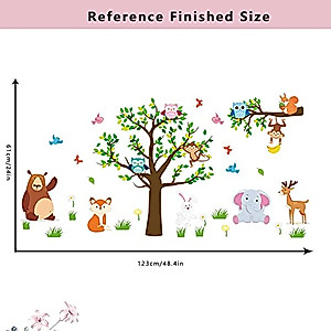 Supzone Jungle Animal Wall Stickers Forest Animal Tree Wall Sticker Owls Wall Decals for Kids Baby Nursery Playroom Bedroom Classroom Kindergarten Wall Decor