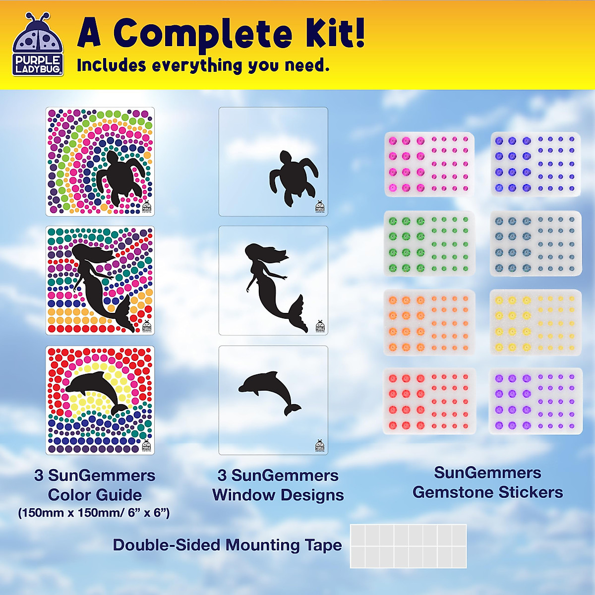 SUNGEMMERS Big Gem Mermaid & Dolphin Diamond Window Art Suncatcher Kit for Kids 6-8 9 10, Birthday Gifts for 7 Year Old Girl, Arts and Crafts for Girls Ages 8-12, Easter Basket Stuffers for Kids