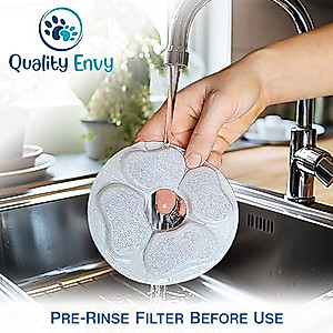 QUALITY ENVY 8 Filters & 8 Sponges Replacement Pack | Food Grade Fabric and Coconut Carbon | Cat & Dog Water Fountain Filters | Pet Water Dispenser Filter for Cats & Dogs