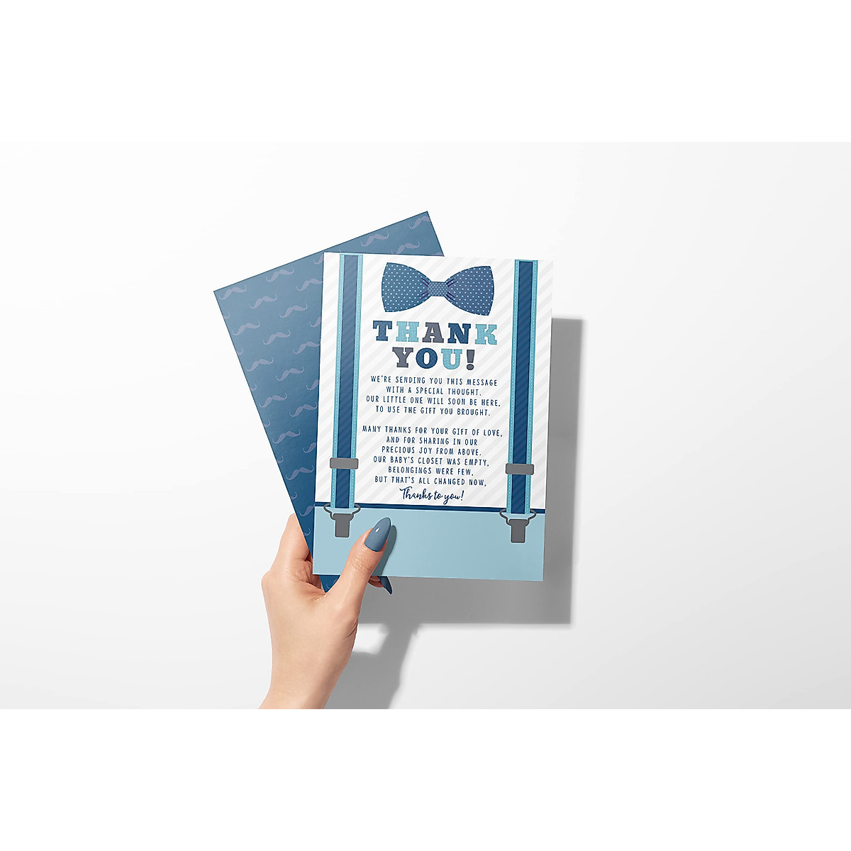 Your Main Event Prints Little Man Boy Baby Shower Thank You Cards Bow Tie and Mustaches 20 Count Including Envelopes