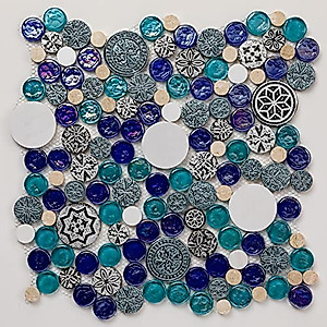 12-in x 12-in Vintage Blue Round Mosaic