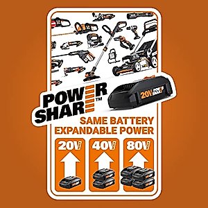 Worx WG163 GT 3.0 20V PowerShare 12" Cordless String Trimmer & Edger (Battery & Charger Included) and WA0047 4-Pack String Trimmer Replacement Line, Orange