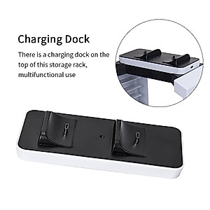 iayokocc Universal Game Storage Rack, Video Game Storage Set, Includes Storage Rack, Charging Dock, Controller Hook & USB Cable(White)