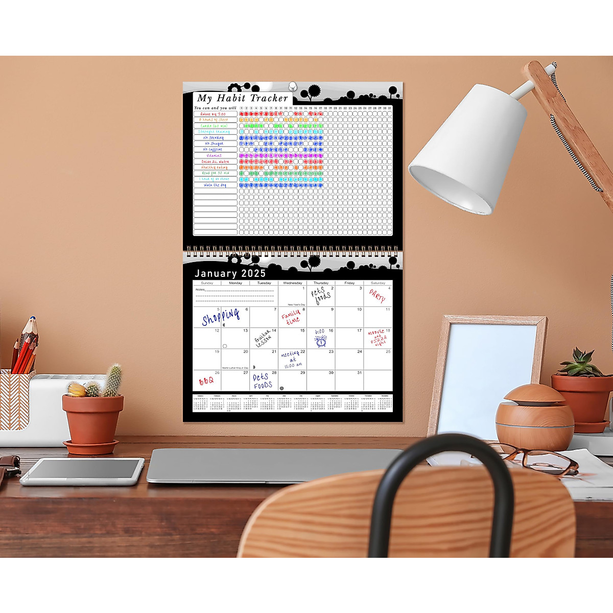 2025 Monthly Desktop/Wall Calendar/Planner - Habit Tracker - Daily, Weekly & Monthly Goal Motivational Habit Tracking Journal Inspirational - (Edition #015)