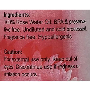 Pure Rose Water, Large 4oz (Moroccan) Made from Petals: 100% All Natural Rosewater Bottle - Best Complete Facial & Skin Toner, Hair Oil, Moisturizer and Cleanser - Makes a Great Rose Tub Tea