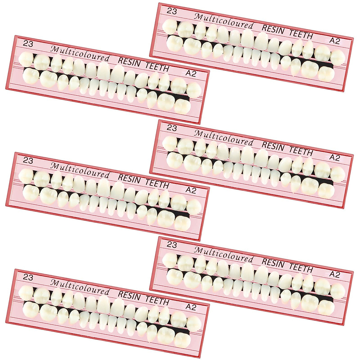 BBTO 6 Sets Acrylic Resin Fake Teeth artificial teeth Denture Replacement tooth prop Synthetic Resin Denture for Replacement, 112 Pieces, 23 A2