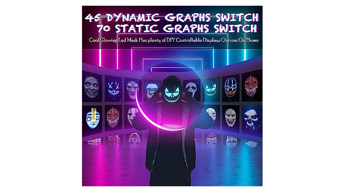 MEGOO Bluetooth LED Mask for Halloween & Parties
