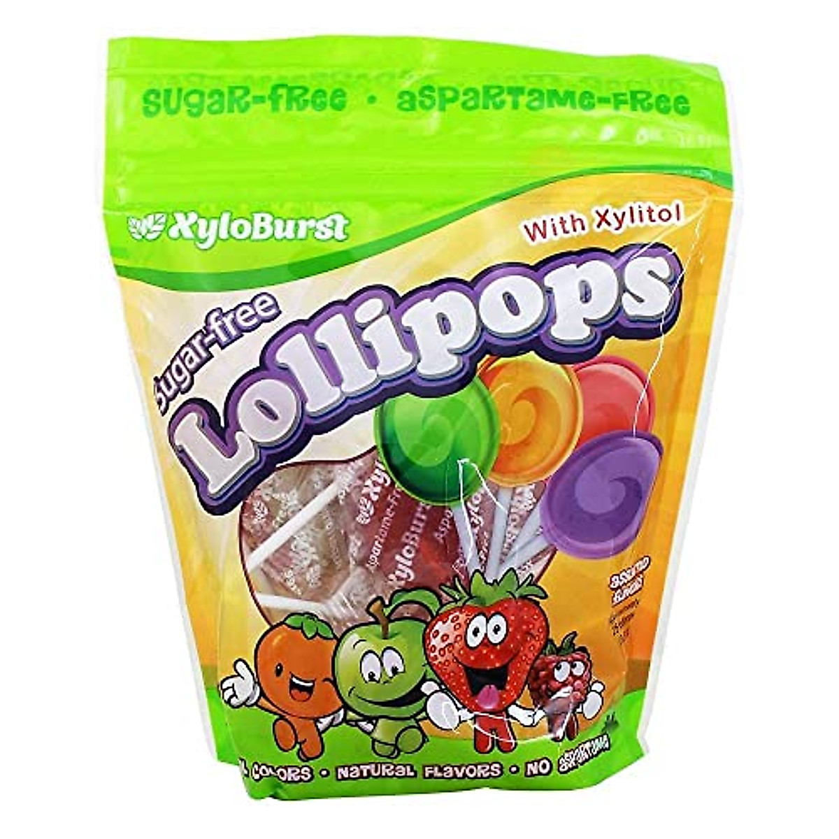 Xyloburst Sugar-Free Xylitol Candy Lollipops Suckers Made With Natural Flavors and Natural Colors, Good For Your Teeth, Dentist Recommended - Made in the USA (25 Count)