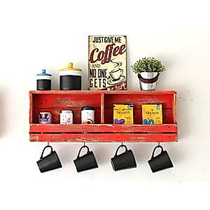 Doug and Cristy Designs Red Rustic Slatted Wall Shelf
