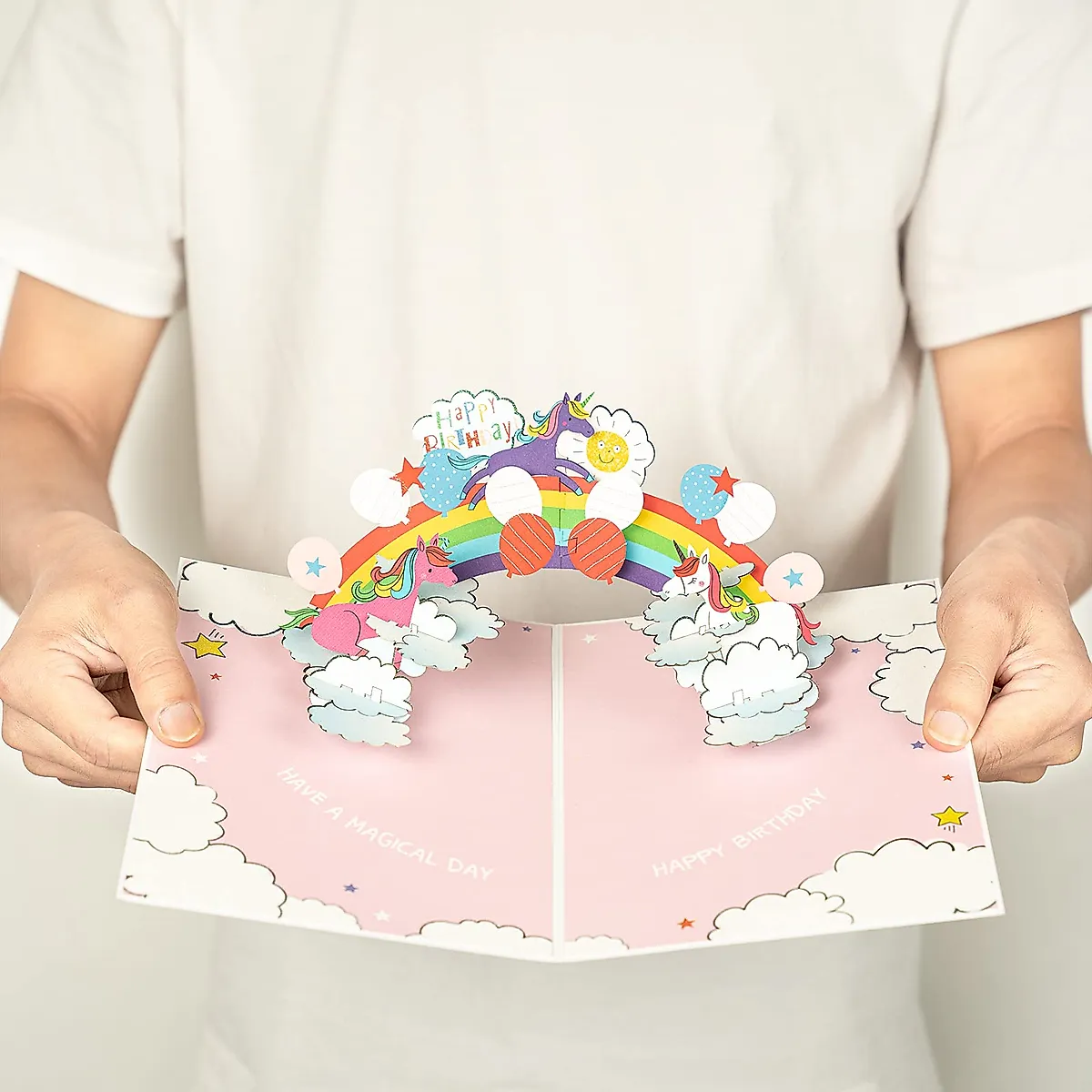 WRAPAHOLIC Pop Up Birthday Card - 3D Popup Card Glitter Rainbow Unicorn - 5.9 Inch x 7.9 Inch