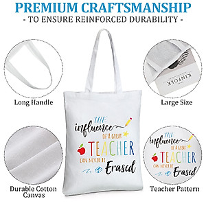 Chunful 10 Pack Teacher Tote Bags Bulk Inspirational Gifts for Women Christmas Teacher Appreciation Gift Rainbow Bags(Cute)