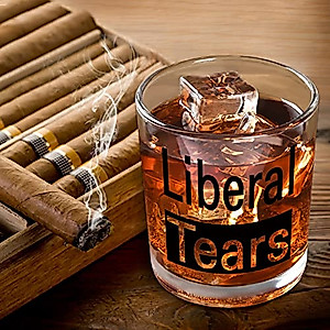 DAZLUTE Funny Liberal Tears Whiskey Glass, Leftist tears, Funny Political Gifts Manly Christmas Trump Gifts for Men Republican Conservative Christmas Birthday, White Elephant Gifts Exchange, 10 Oz