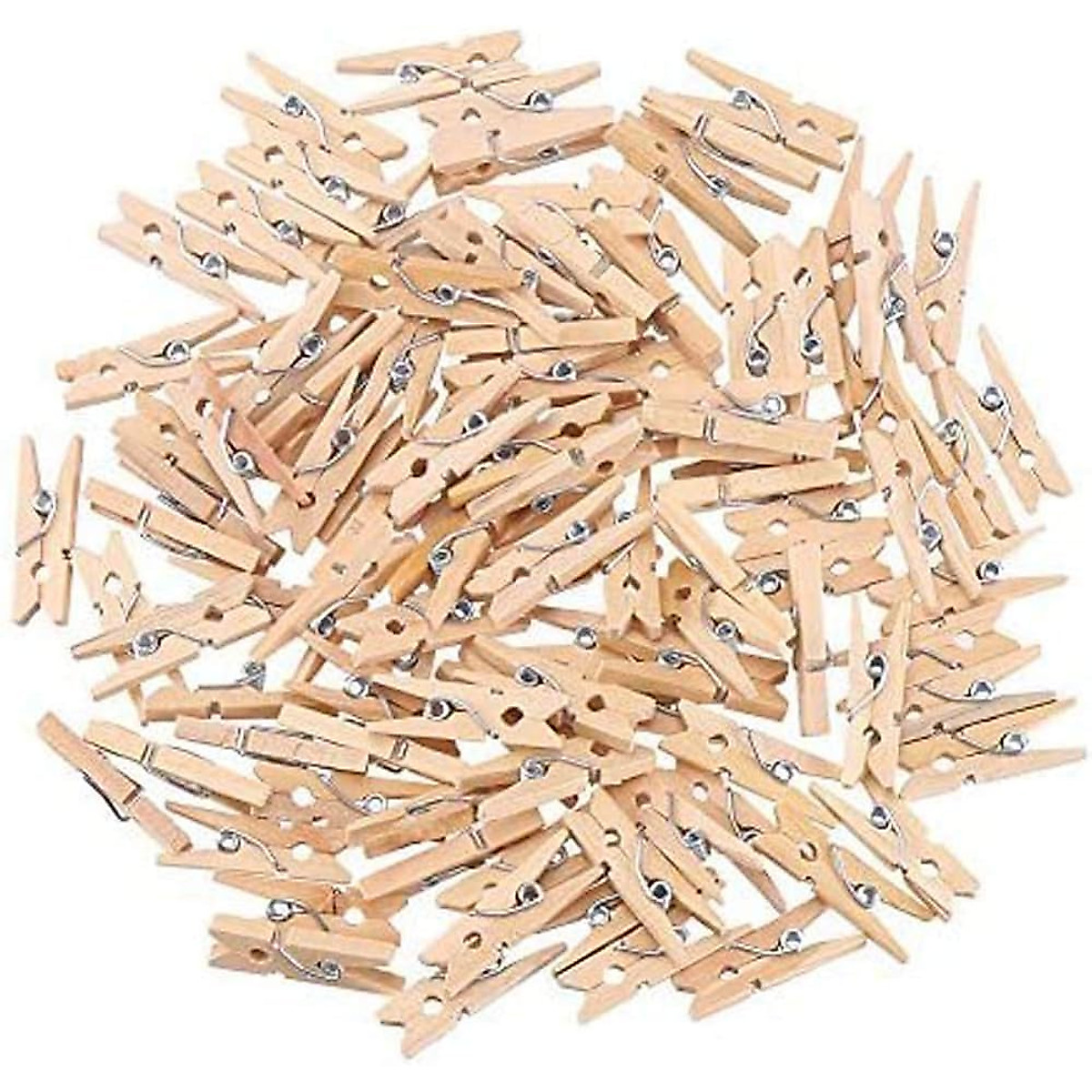 Mini Clothespins,200 Pcs Natural Wooden Photo Clips and 20 Meters Jute Twines for Photo Wall Decoration Craft Pins Pegs Scrapbooking Postcard Art Work Display