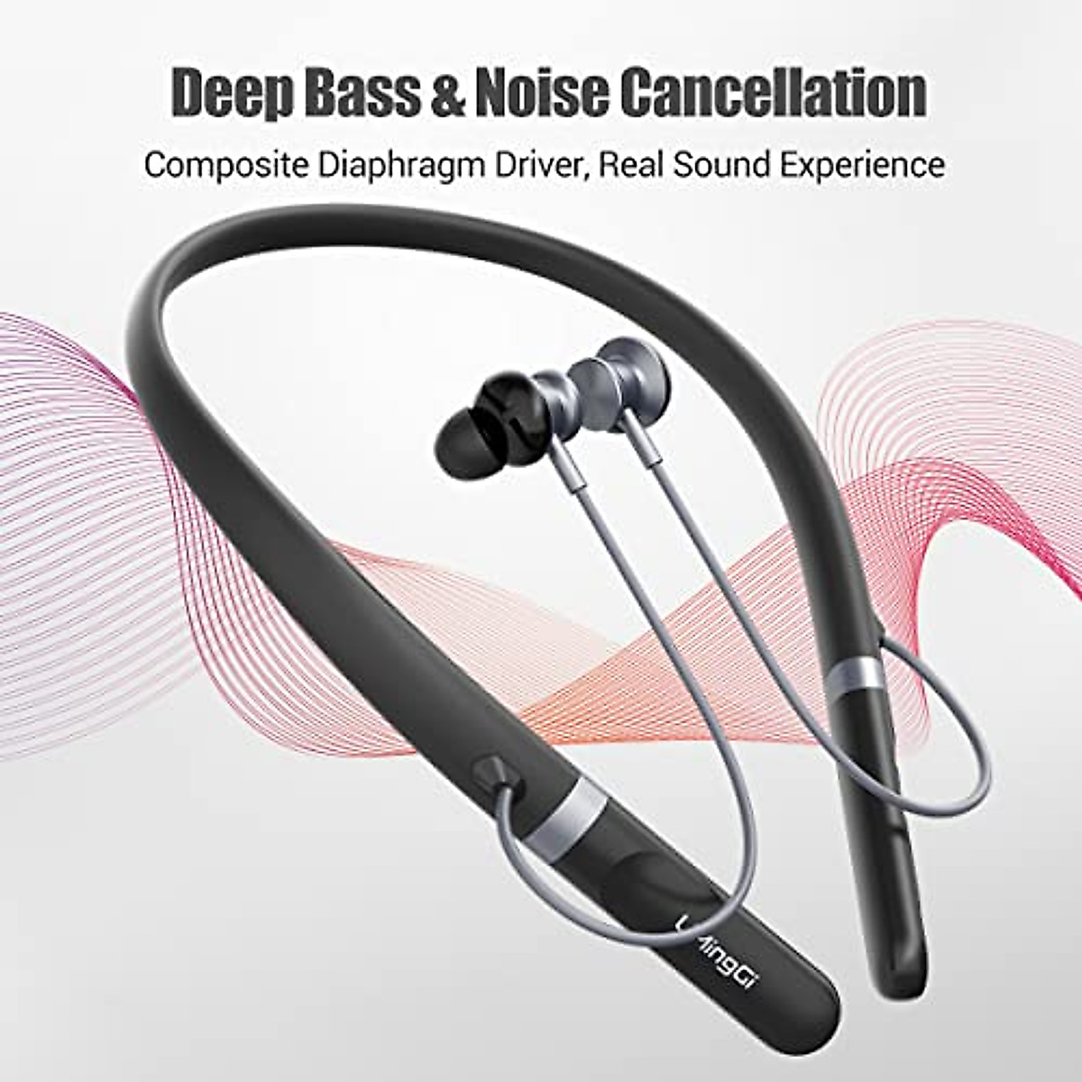 Neckband Bluetooth Headphones 5.2, Around the Neck Bluetooth Headphones 36H Playtime+Fast Charging Running Headphones, Bass+ Neckband Headphones with Noise Cancelling Mic, IPX7 Waterproof, for Sports