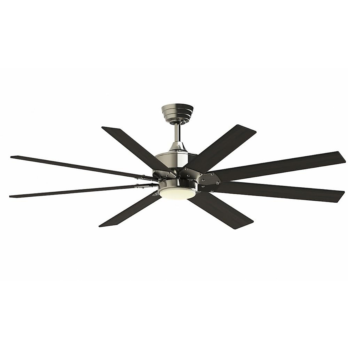 Levon Custom - 8 Blade Ceiling Fan with Light Kit-16.27 Inches Tall and 64 Inches Wide-Brushed Nickel Finish-Dark Walnut