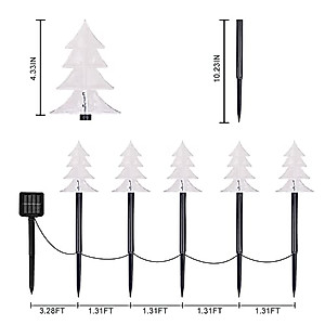 Christmas Tree Pathway Lights Outdoor, Solar Christmas Lights, Garden Christmas Path Lights, Set-of-5 Stick Walkway Lights Christmas Garden Decor(Warm White)