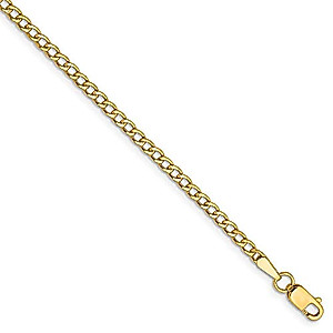 IceCarats 14K Yellow Gold 2.5mm Curb Link Chain Anklet Summer Beach Foot Ankle Bracelet 10 inch