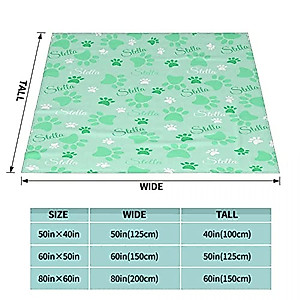 Personalized Dog Blanket Custom Dog Blanket Name Personalized Puppy Pet Blanket Dog Gift For Dog Lovers Mom Dad Cute Dog Paws Bones Soft Cozy Fleece Throw Blanket for Bed Sofa Couch Travel M For Teens