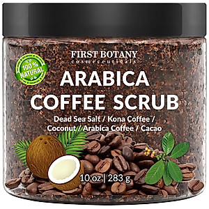 100% Natural Arabica Coffee Scrub with Organic Coffee & Shea Butter - Best body scrub 10 oz