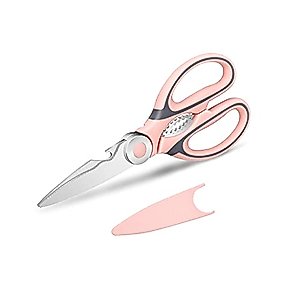 SYMGILA Kitchen Shears Scissors Heavy Duty, Kitchen Scissor Multi-Purpose Stainless Steel Sharp, Kitchen Scissors for Chicken/Poultry/Meat/Vegetables/Herbs/BBQ (Pink)