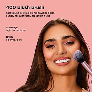Real Techniques Ultra Plush Blush Makeup Brush, For Loose, Cream, or Pressed Blush, Rosy Glow Cheeks, Fluffy Powder Brush, Aluminum Ferrules, Synthetic Bristles, Vegan & Cruelty Free, 1 Count