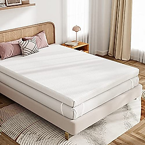 REGOSS Foam Mattress Topper King, 3 Inch Gel Memory Foam Mattress Topper for Pressure Relief, Memory Foam Mattress Pad Gel Infused Mattress Cover with Removable Bamboo Fiber Cover & Zipper Closure
