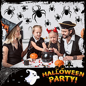 BBTO 48 Pieces Halloween Spider Wall Decor DIY Mirror 3D Spider Stickers Removable Spider Decals for Home Nursery Classroom Bedroom Bathroom Living Room Decor