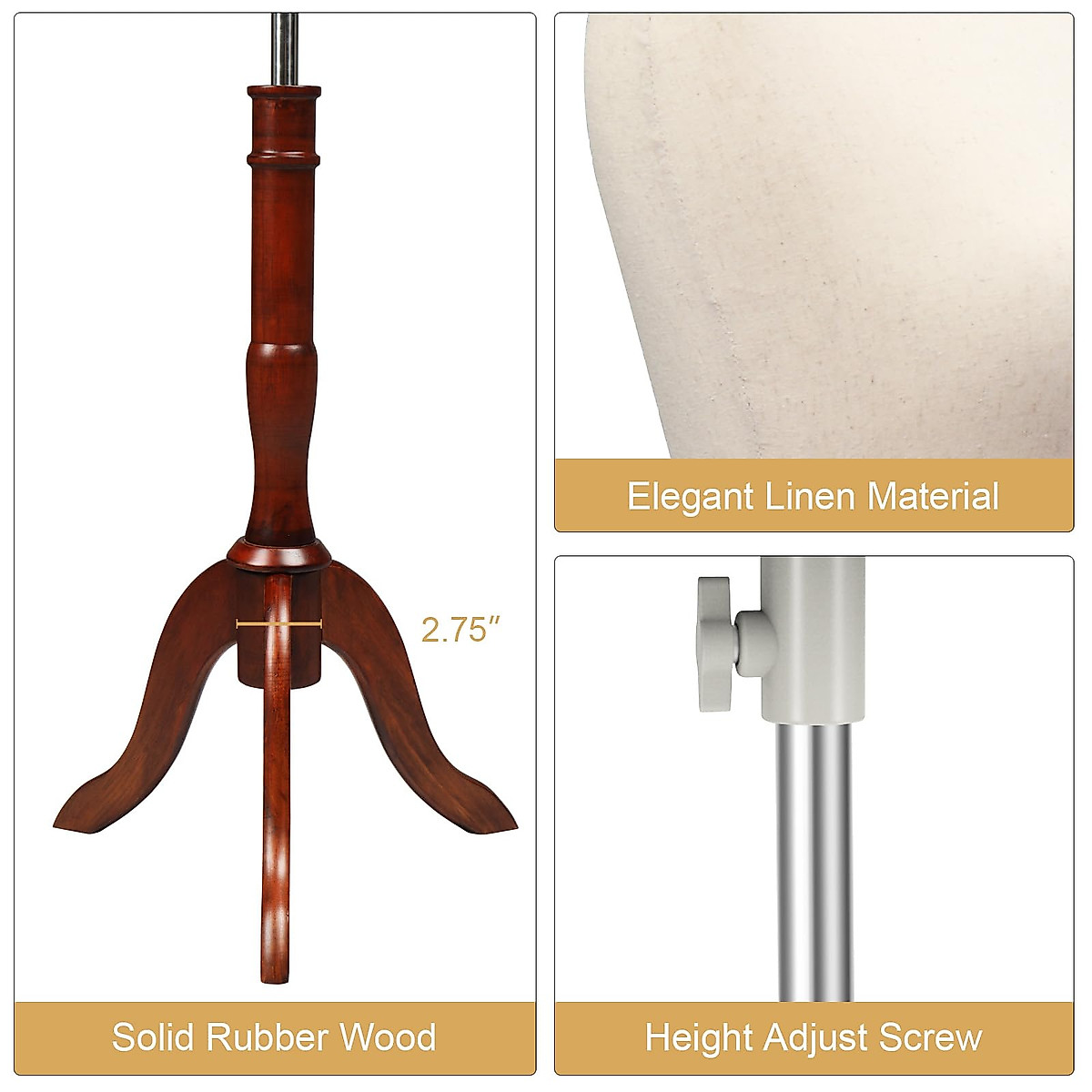 Bonnlo Female Dress Form Size 10-12, Adjustable Height Torso Body with Upgraded Tripod Stand, Medium Size Mannequin for sewing and display (10-12, Cream1)