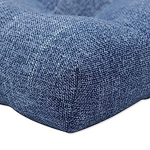 Pillow Perfect Tory Solid Indoor/Outdoor Wicker Patio Seat Cushion Reversible, Weather and Fade Resistant, Round Corner - 19" x 19", Blue, 2 Count