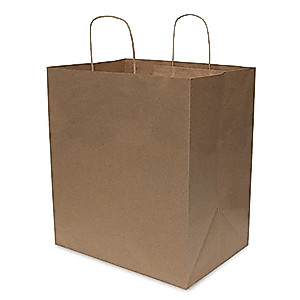 Shopping Bags for Boutique - 14x10x16.5 Inch 50 Pack Kraft Paper Bags, Large Brown Paper Bags with Handles, Small Business, Retail, Merchandise Bags, Restaurant Supplies, Takeout, Delivery Bags, Bulk