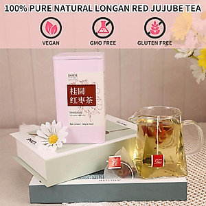 DOZO Longan Red Jujube Tea Bags 6.34oz/180g(25bag) Red Date Longan Goji Berry Fruit Tea Dried Longan Wolfberry Replenish Qi Women's Five Treasures Tea Combination Fruit Tea 桂圆枸杞红枣茶 水果茶