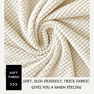 KCCRHIN Checkered Pattern Chair Cover Set of 1/2/4/6 Shell Chair Cover Elastic Thickened Seat Cover Modern Jacquard Chair Cover Curved Back Chair Slipcover for Dining Room Bar,White 6pcs