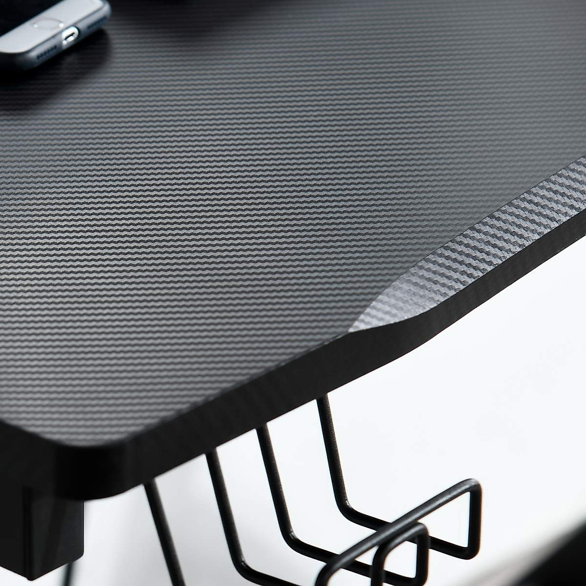 FurnitureR 47'' Gaming Desk with Monitor Stand Computer Gaming Table Home Office Desk with Cup Holder and Headphone Hook, Modern Simple Gamer Game Table, Black