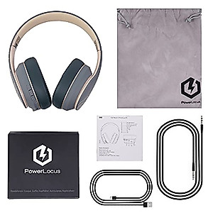 PowerLocus Wireless Bluetooth Headphones, Bluetooth Headphones Over Ear, Super Bass Hi-Fi Stereo, Soft Earmuffs, Foldable Wireless and Wired with Mic for Cell Phones, Online Class, Home Office, PC,TV