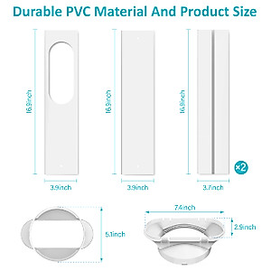 DMHAFFDS 5.1 Inches Upgraded Portable AC Window Kit, Air Conditioner Window Kit for Windows, Not for Doors, Seamless Adjustable Sliding AC Vent Kit for Ducting Exhaust Hose of 5.1 Inches Diameter