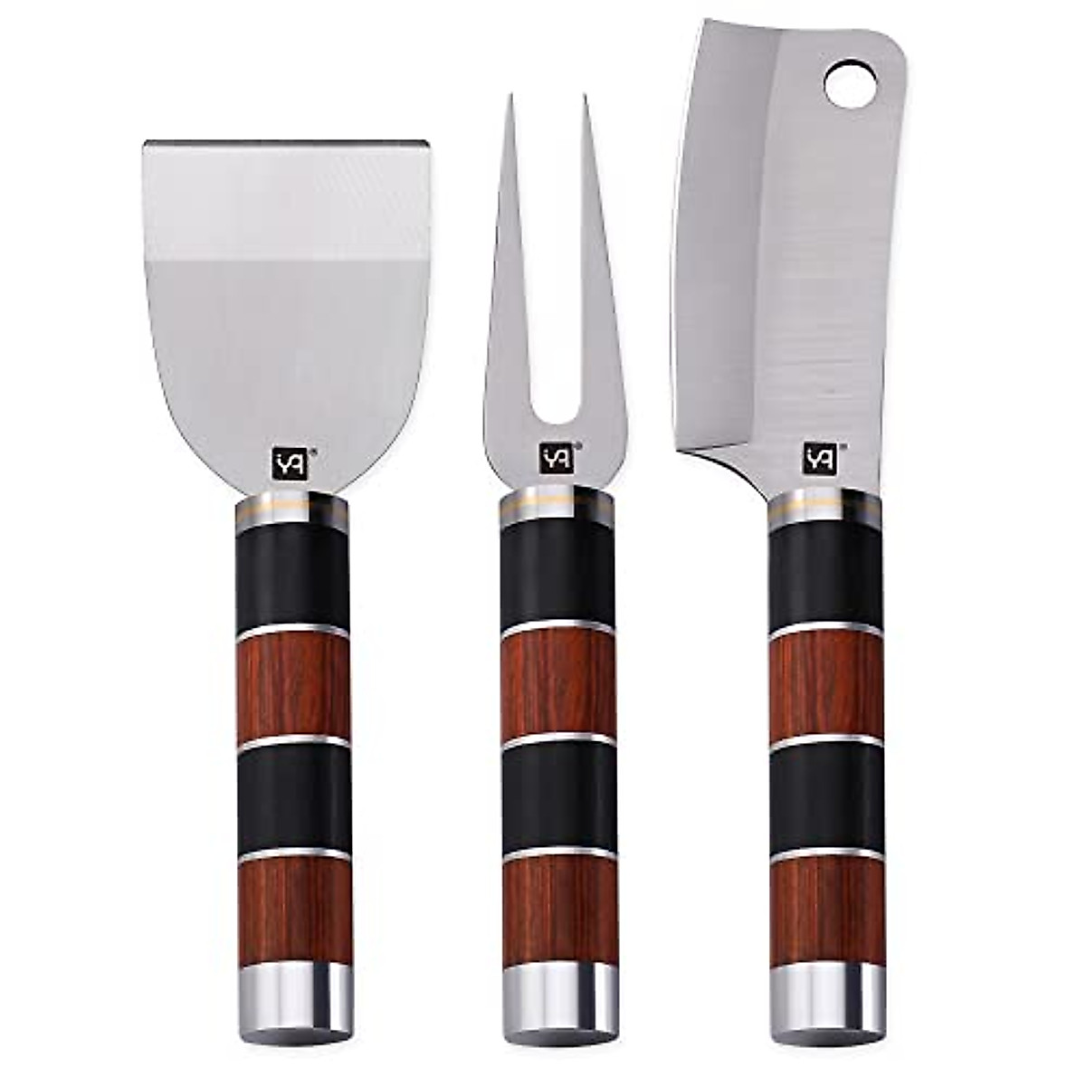 yq 3 Pieces Cheese Knives Set for Charcuterie Boards,Colorful Wooden Handle Cheese Knife Set for Soft Hard Cheeses,Parmesan Knife Cheese Cutter Serving Fork,Gift Box