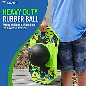 Flybar Pogo Trick Ball for Kids, Trick Bounce Board for Boys and Girls Ages 6+, Up to 160 lbs, Includes Pump, Easy to Carry Handle, Durable Plastic Deck Indoor, Outdoor Toy Pogo Jumper (Green Mean)