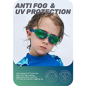 CAPAS Kids Swim Goggles, Pack of 2 Waterproof Anti-Fog Anti-UV Water Pool Swimming Class Goggles for Boys Girls Age 4-12