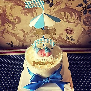 FLYPARTY Children's Birthday Candles with Greeting Card,Handmade Adorable Sleeping Baby Birthday Baby Shower Cake Topper Candle, Wedding Festival Party Favors Decorations (Blue Boy)