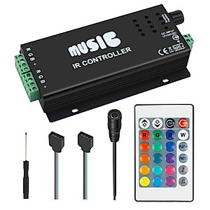 RGBZONE DC12-24V 24 Keys Iron Shell Wireless IR Remote Control Music Sound Controller for 5050 3528 RGB LED Strip Light